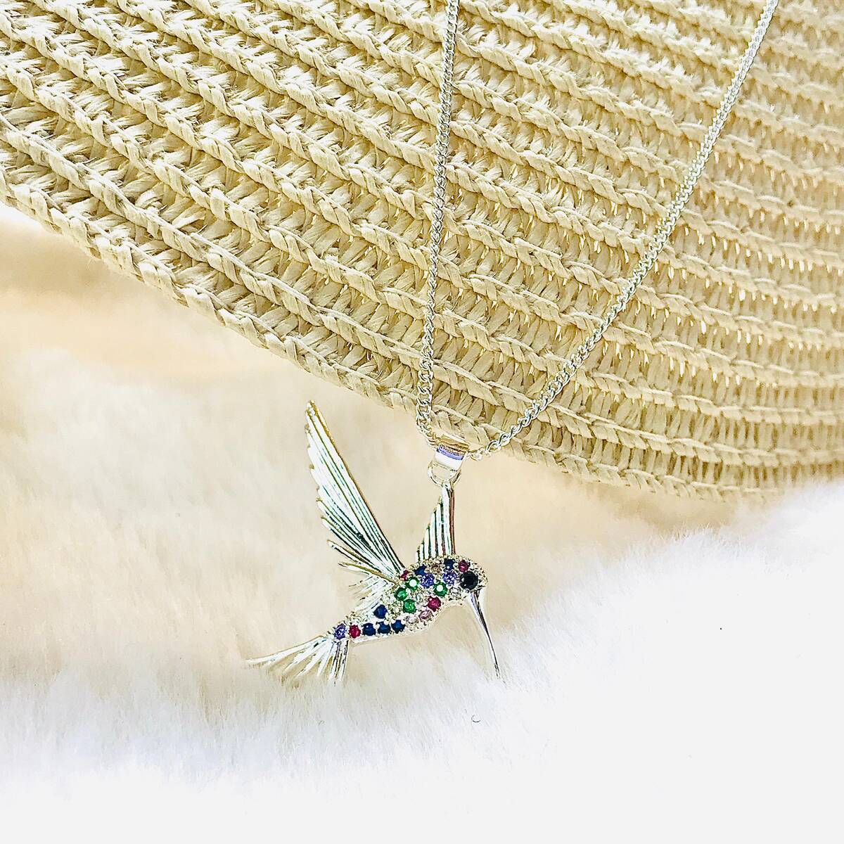 cadena colibri-acero blanco | Distrito Moda