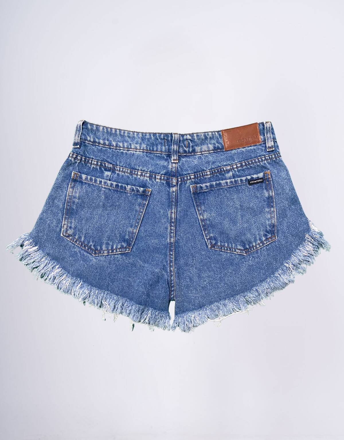 Short Azul con Flecos Tiro Bajo | Distrito Moda